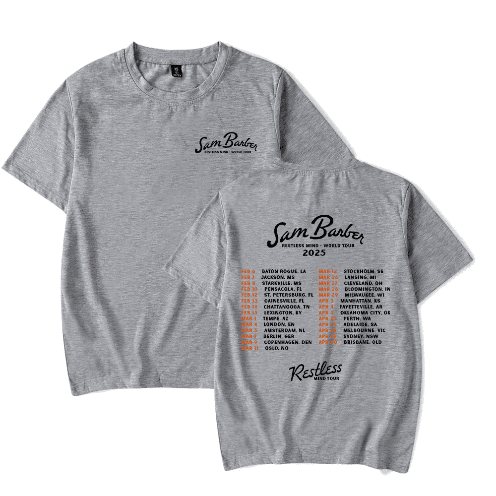 Sam Barber Merch T-Shirt Restless Mind World Tour 2025 Tees Country ...