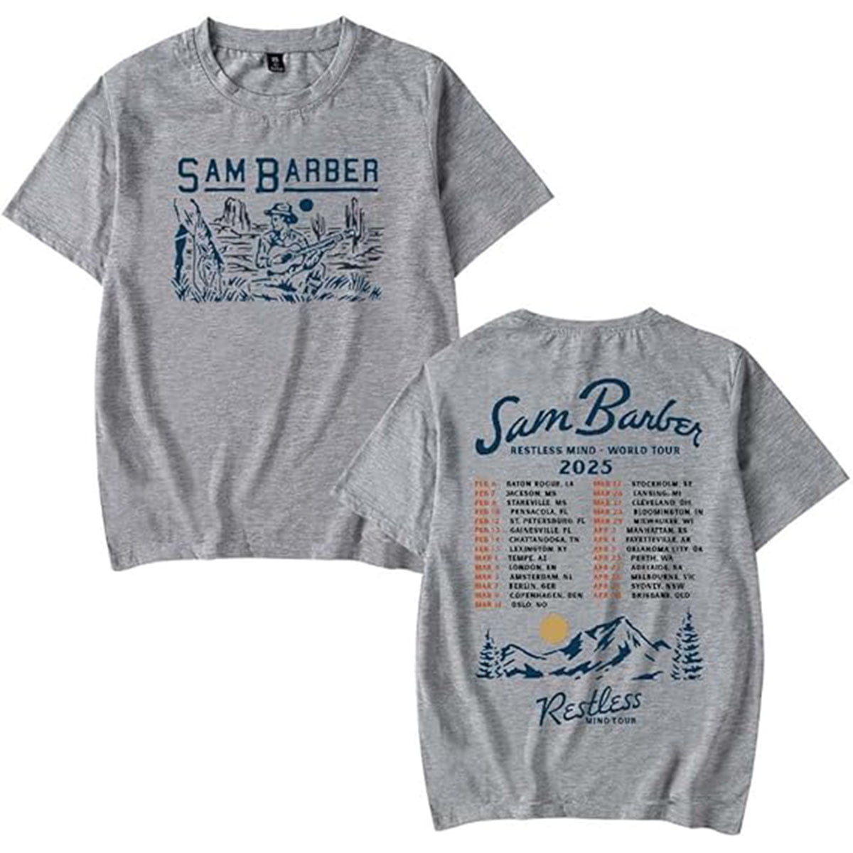 Sam Barber Restless Mind Tour 2025 Unisex Graphic Tee - Hip Hop Summer ...