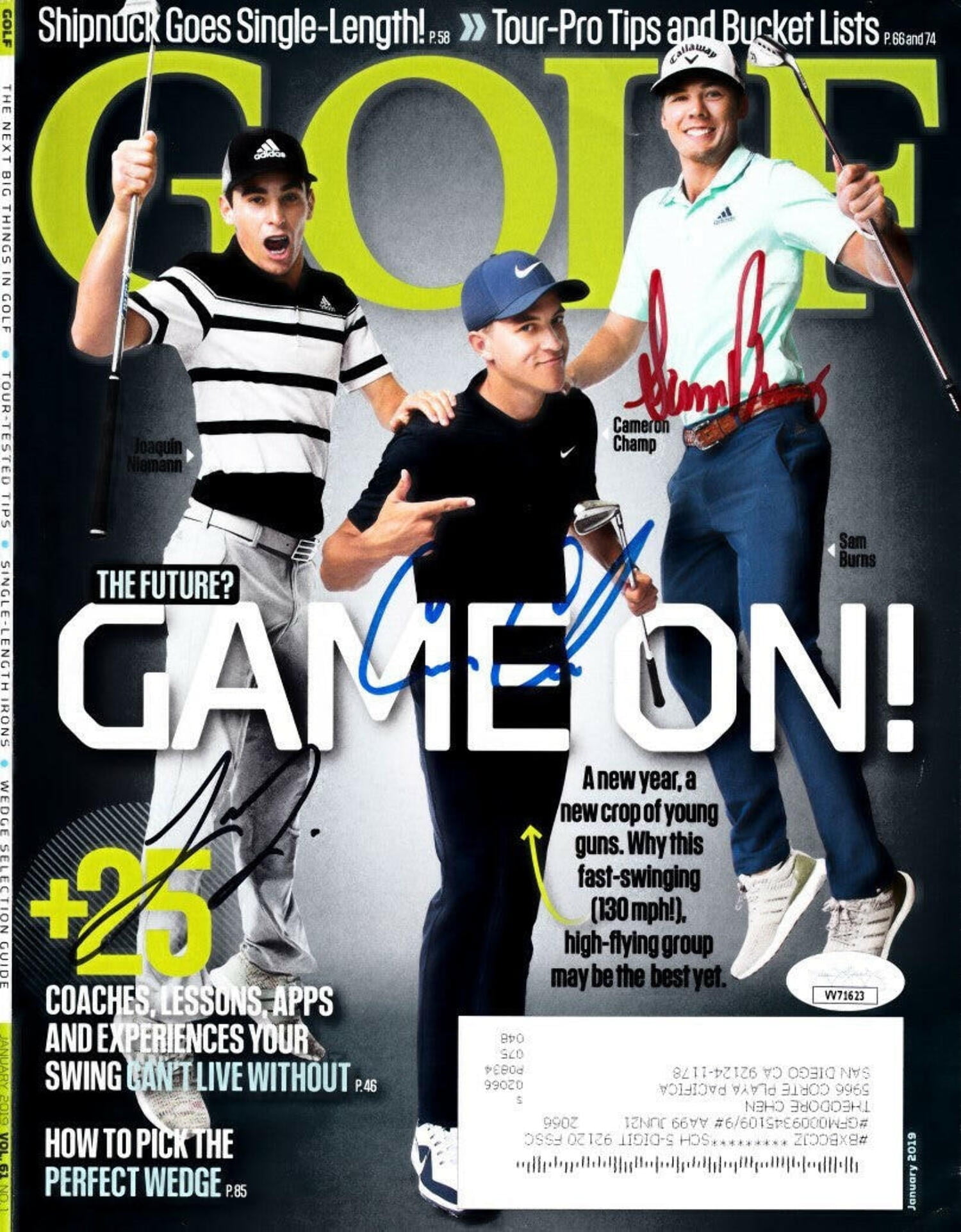 Sam Burns Cameron Champ Joaquin Niemann autographed 2019 Golf Magazine ...