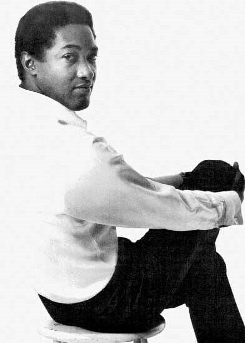 Sam Cooke in white shirt sitting on stool in recording studio 5x7 inch ...