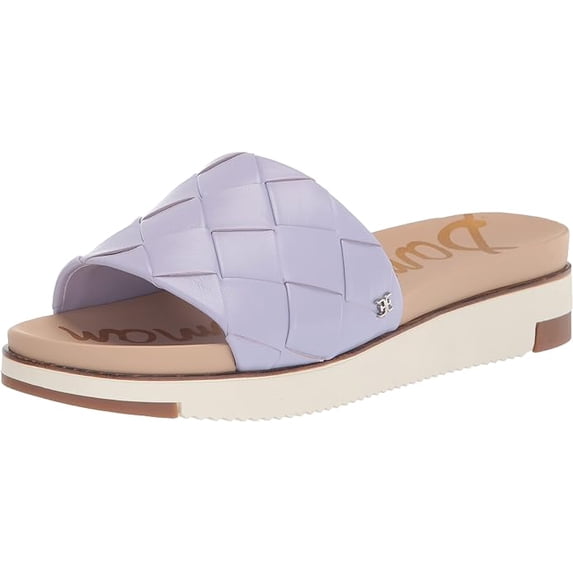 Sam Edelman Adaley Misty Lilac Open-Toe Slip-On Platform Leather Slide ...