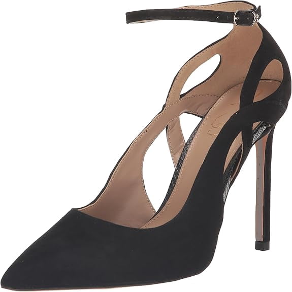 Sam Edelman Adelisa Black Suede Pointed Toe Ankle Strap Stiletto Heeled ...
