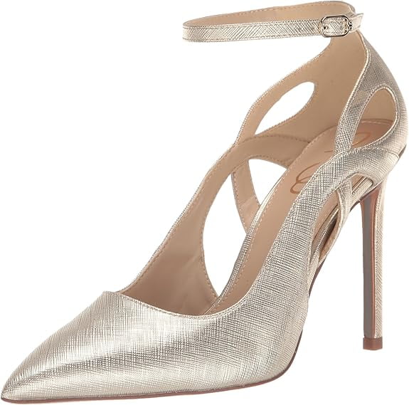 Sam Edelman Adelisa Gold Leaf Pointed Toe Ankle Strap Stiletto Heeled ...