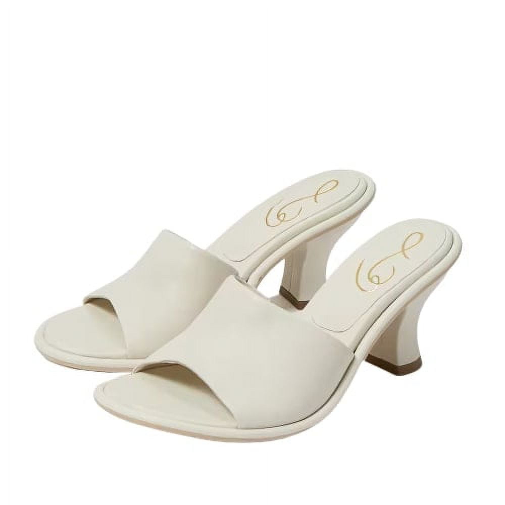 Sam Edelman Aida Ivory Rounded Open Toe Slip On Block Heel Leather ...