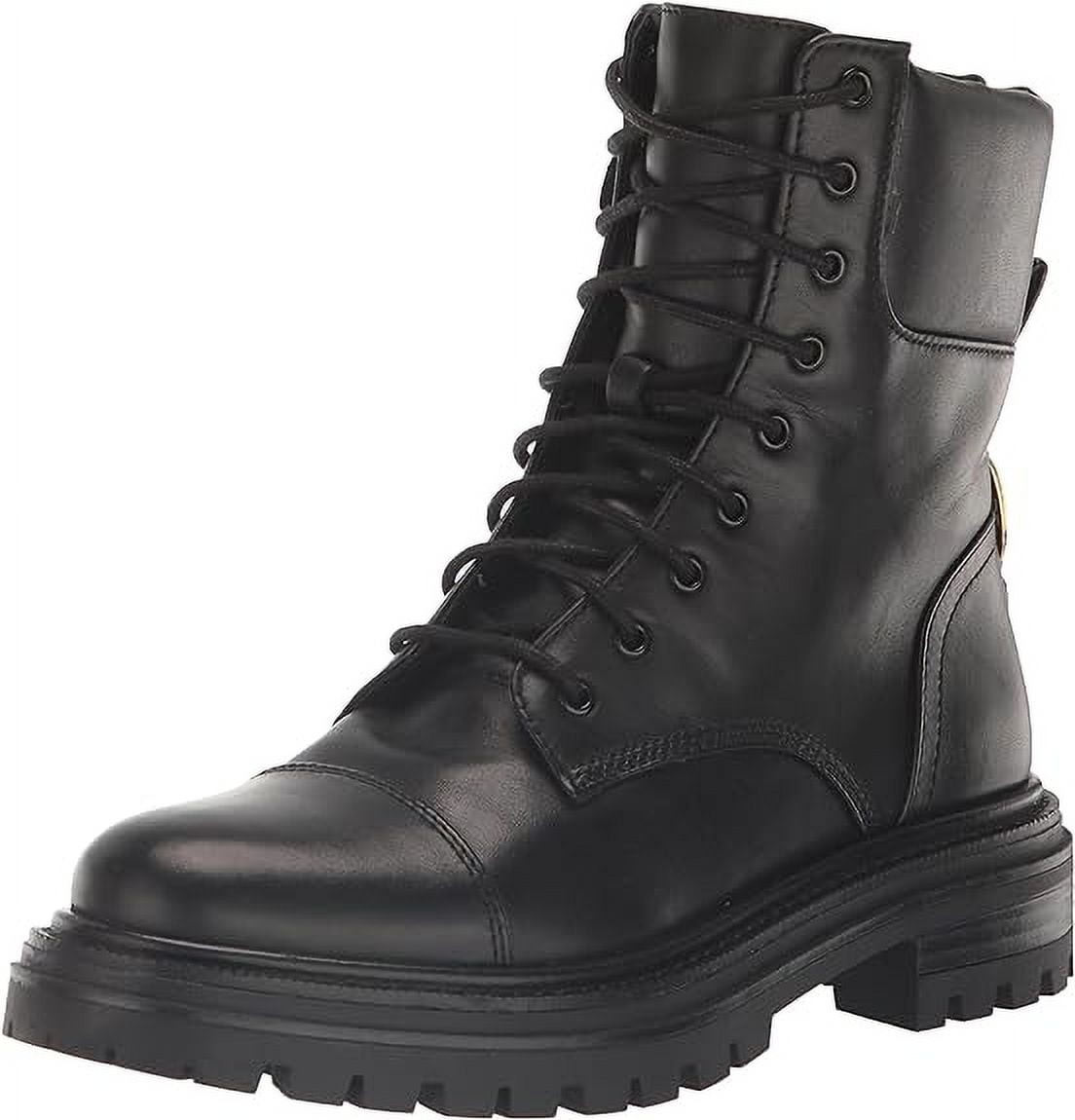 Sam Edelman Aleia Black Leather Rounded Toe Lug Sole Lace Up Combat ...