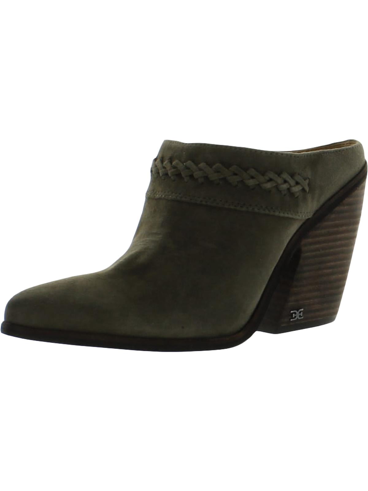 Sam Edelman Alison Desert Olive Pointed Toe Slip On Stacked Heel ...