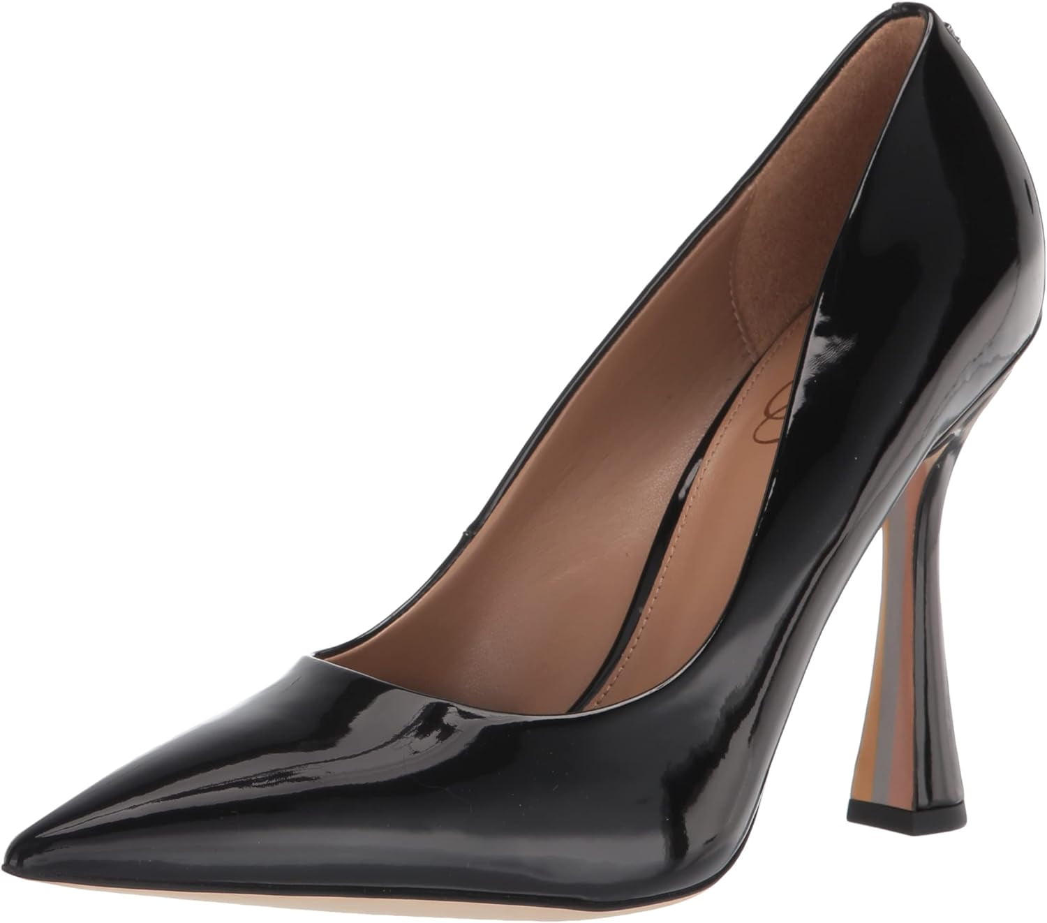 Sam Edelman Antonia Black Patent Pointed Toe Slip On Spool Heel Fashion ...
