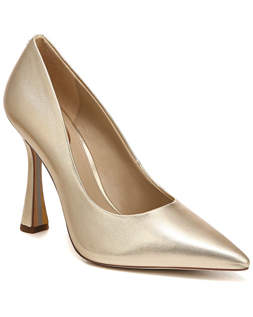 Sam Edelman Antonia Gold Leather Fashion Slip On Pointed Toe Heeled ...