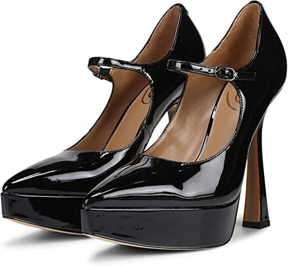 Sam Edelman Arie Black Patent Stiletto Heel Mary Jane Pointed Toe ...