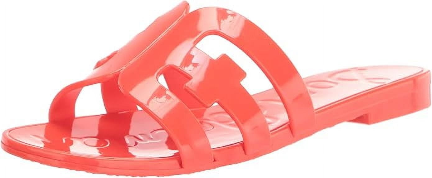 Sam Edelman Bay Bright Poppy Slide Open-Toe Slip-On Leather Jelly Flat ...