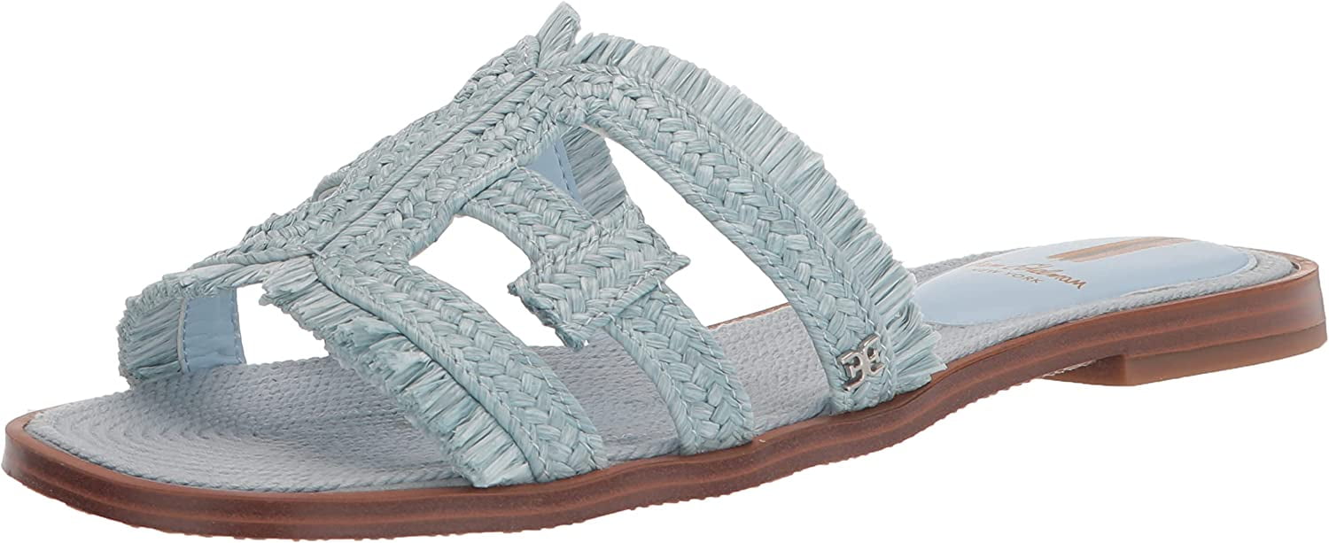 Sam Edelman Bay Riviera Blue Rounded Toe Slip On Leather Strap Slides ...