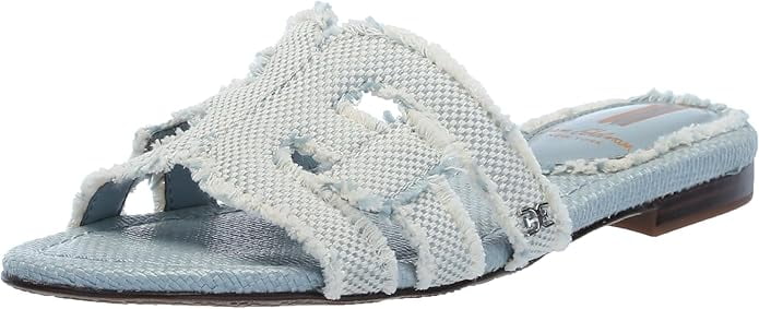 Sam Edelman Bay Robin Egg Blue Fray Rounded Open Toe Slip On Strap ...