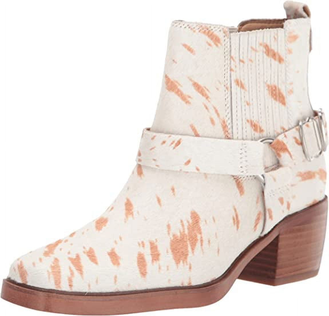 Sam Edelman Bellamie Natural/Ivory Stacked Heel Squared Toe Western ...
