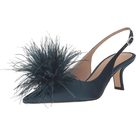 Sam Edelman Bianka Pacific Navy Feather Slingback Kitten Heel Pointed ...