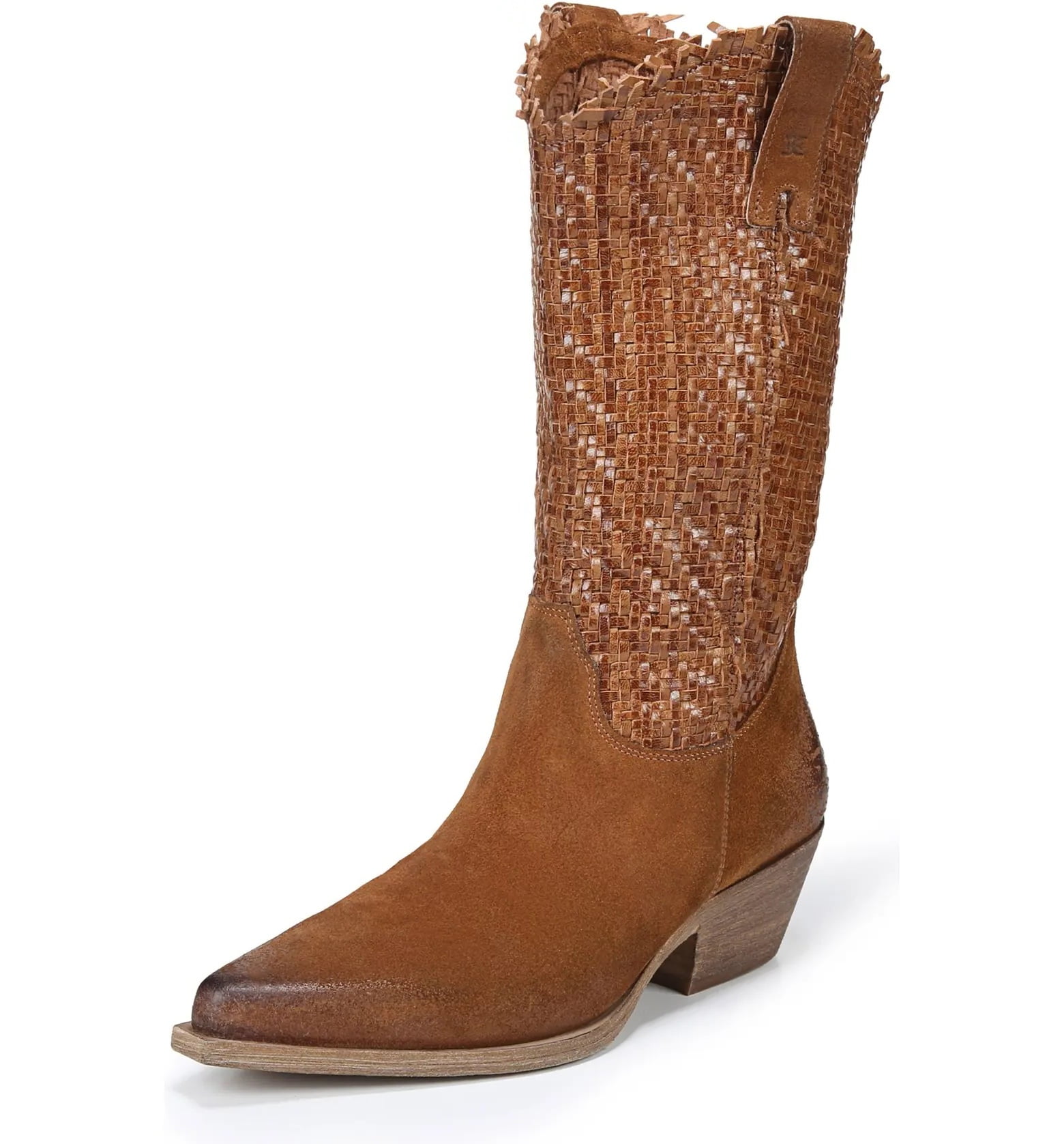 Sam Edelman Brenda Western Boots, Pointed Toe, Woven Mid-Calf, Stacked ...