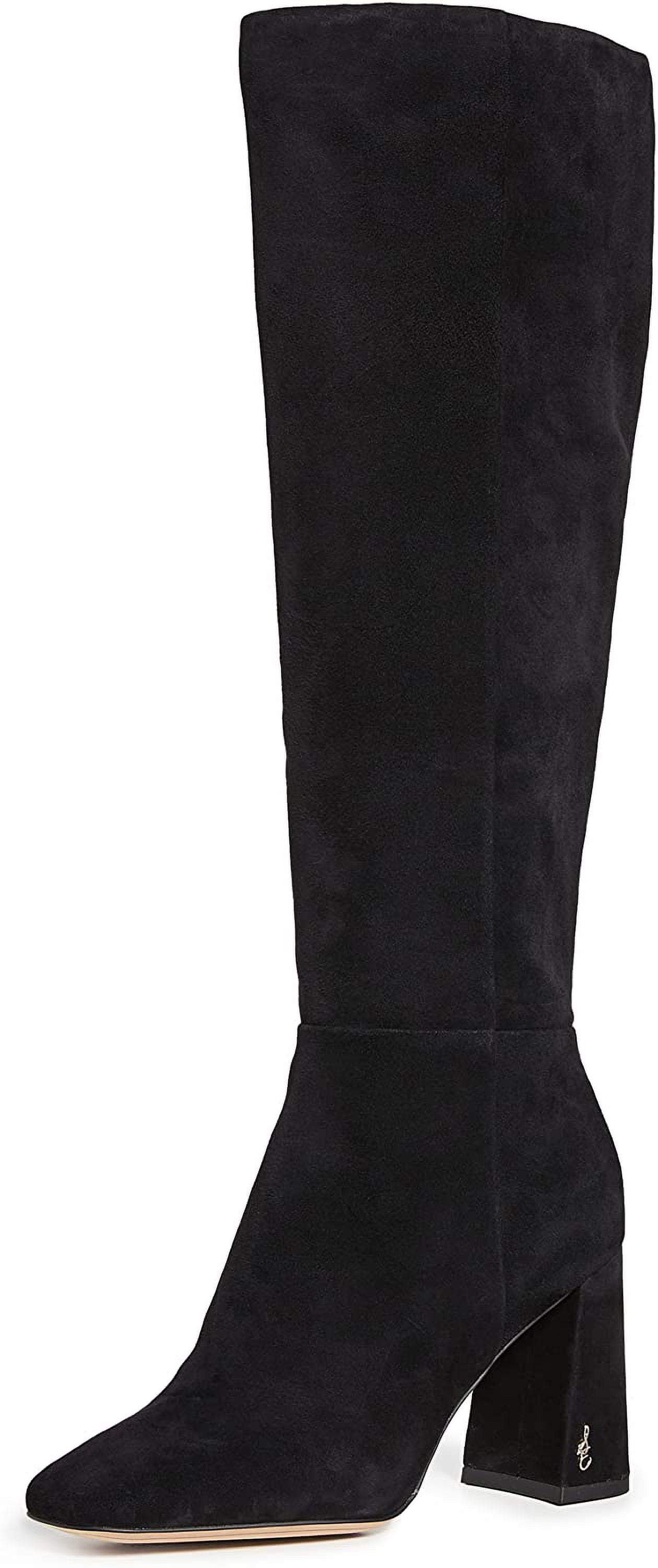 Sam Edelman Clarem Black Suede Block Heel Almond Toe Knee High Fashion ...