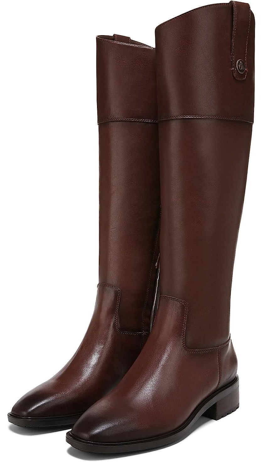Sam Edelman Drina Brown Leather Knee High Rounded Toe Classic Riding ...