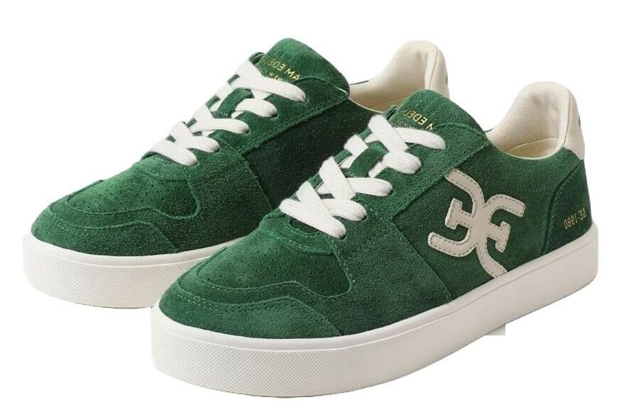 Sam Edelman Ellie Pine/White Leather Lace Up Low Top Chunky Heeled ...