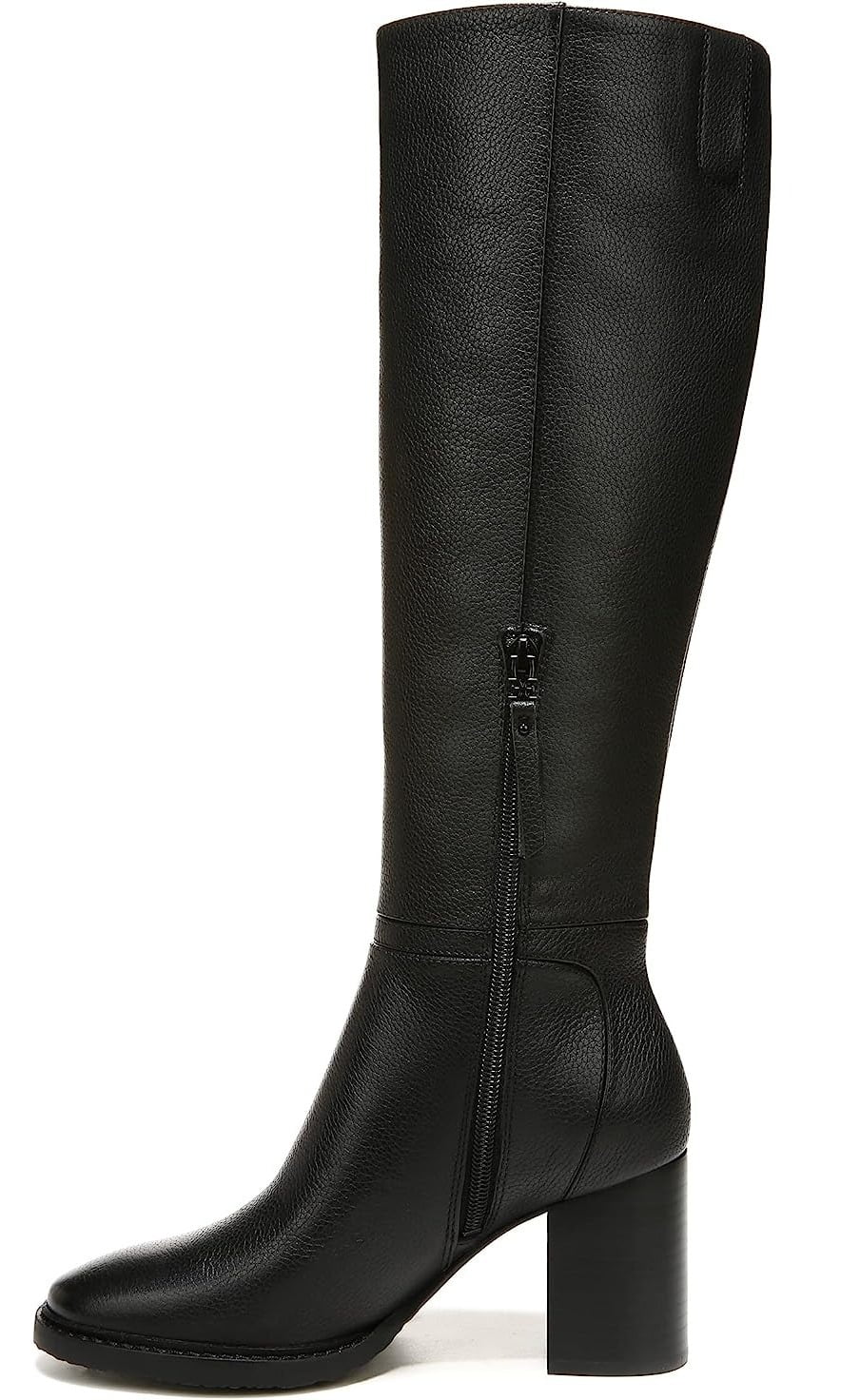 Sam Edelman Elsy Black Leather Stacked Block Heel Knee High Retro Dress ...