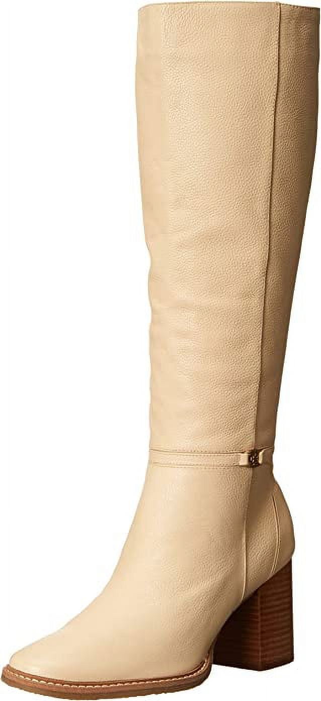 Sam Edelman Elsy Eggshell Rounded Toe Stacked Block Heel Knee High ...