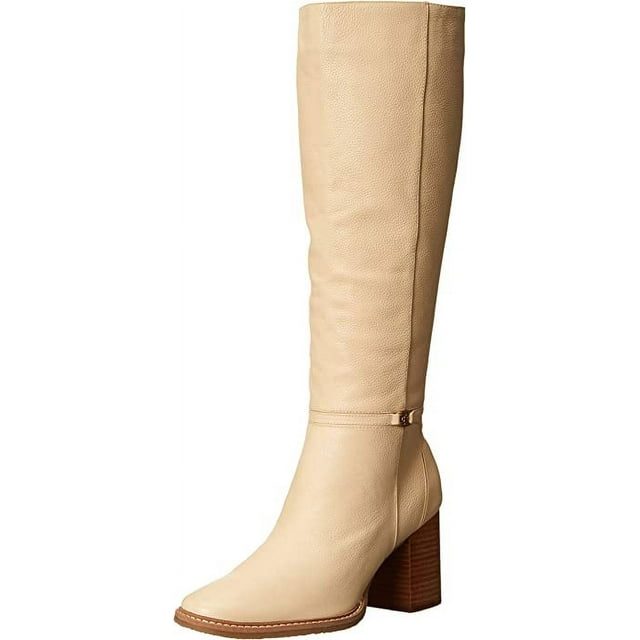 Sam Edelman Elsy Eggshell Rounded Toe Stacked Block Heel Knee High ...