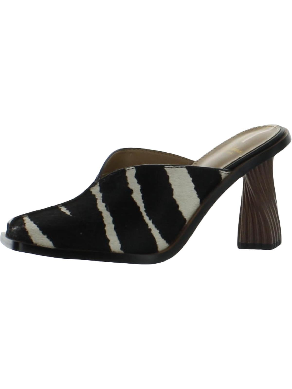 Sam Edelman Everly Ivory/Black Leather Zebra Print Slip On Square Toe ...