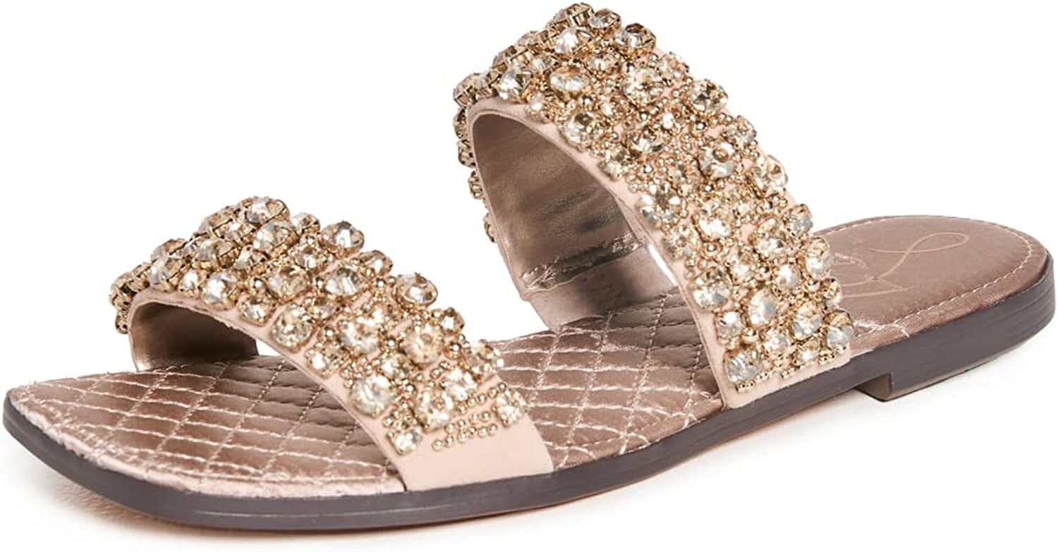Sam Edelman Ezel Sesame Squared Open Toe Embellished Slip On Flat ...