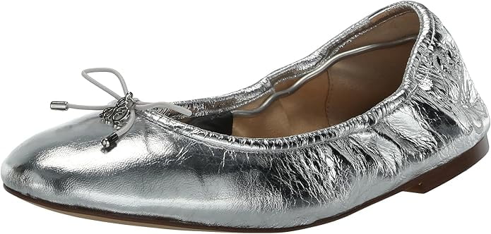 Sam Edelman Felicia Soft Silver Crinkle Slip On Round Toe Wide Ballet ...
