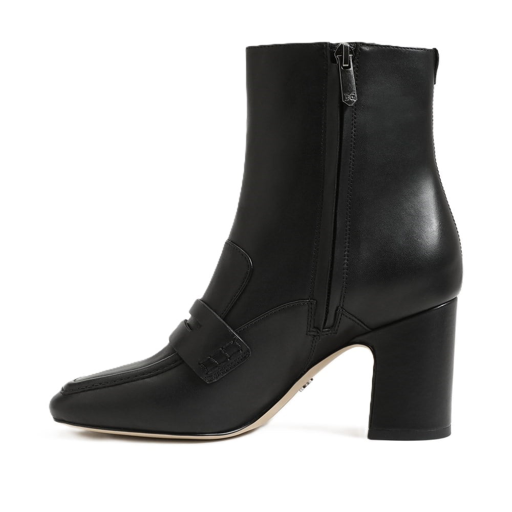 Sam Edelman Fenna Black Leather Almond Toe Block Heeled Fashion Ankle ...