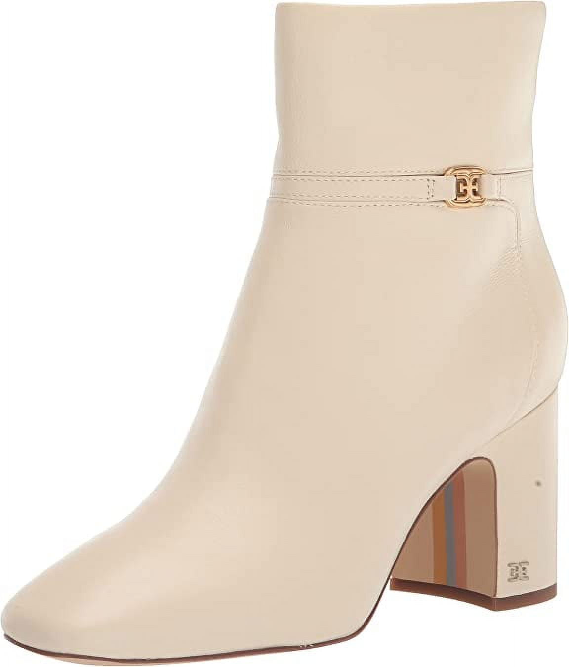 Sam Edelman Florah Modern Ivory Squared Toe Block Heel Buckle Detail ...