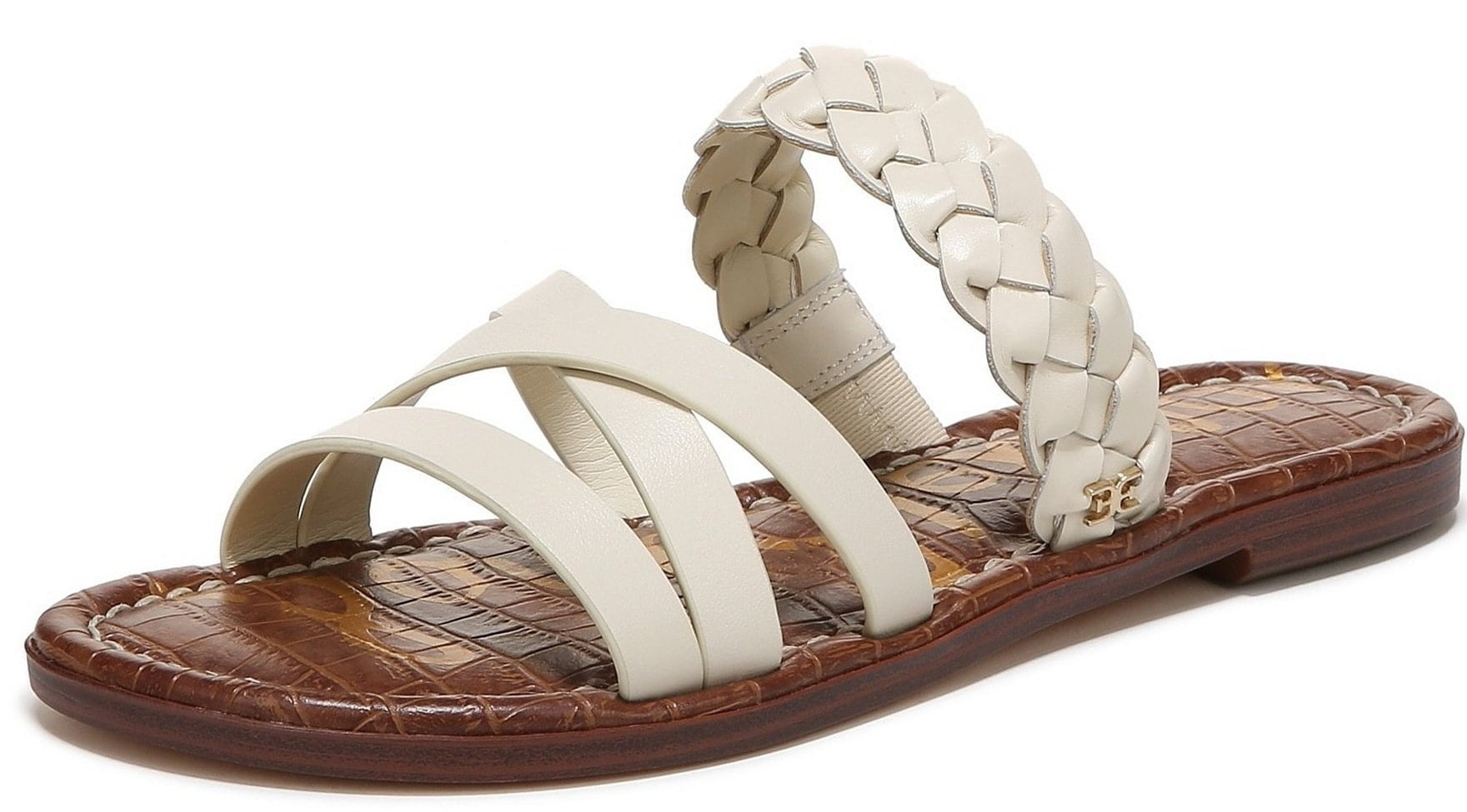 Sam Edelman Gavin Modern Ivory Open Toe Slip On Strappy Flats Slides ...