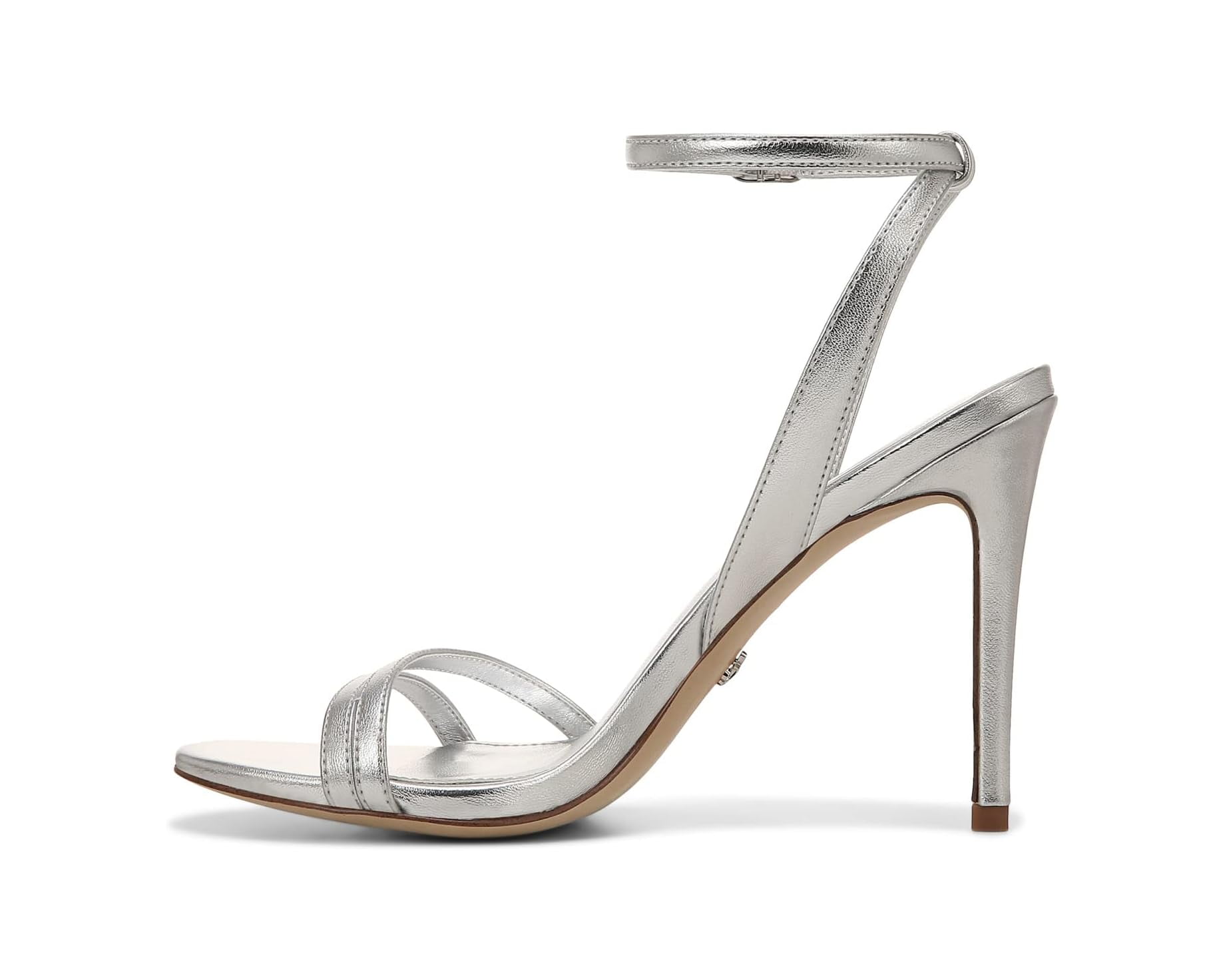 Sam Edelman Gemmie Soft Silver Metallic Ankle Strap Stiletto Heeled ...