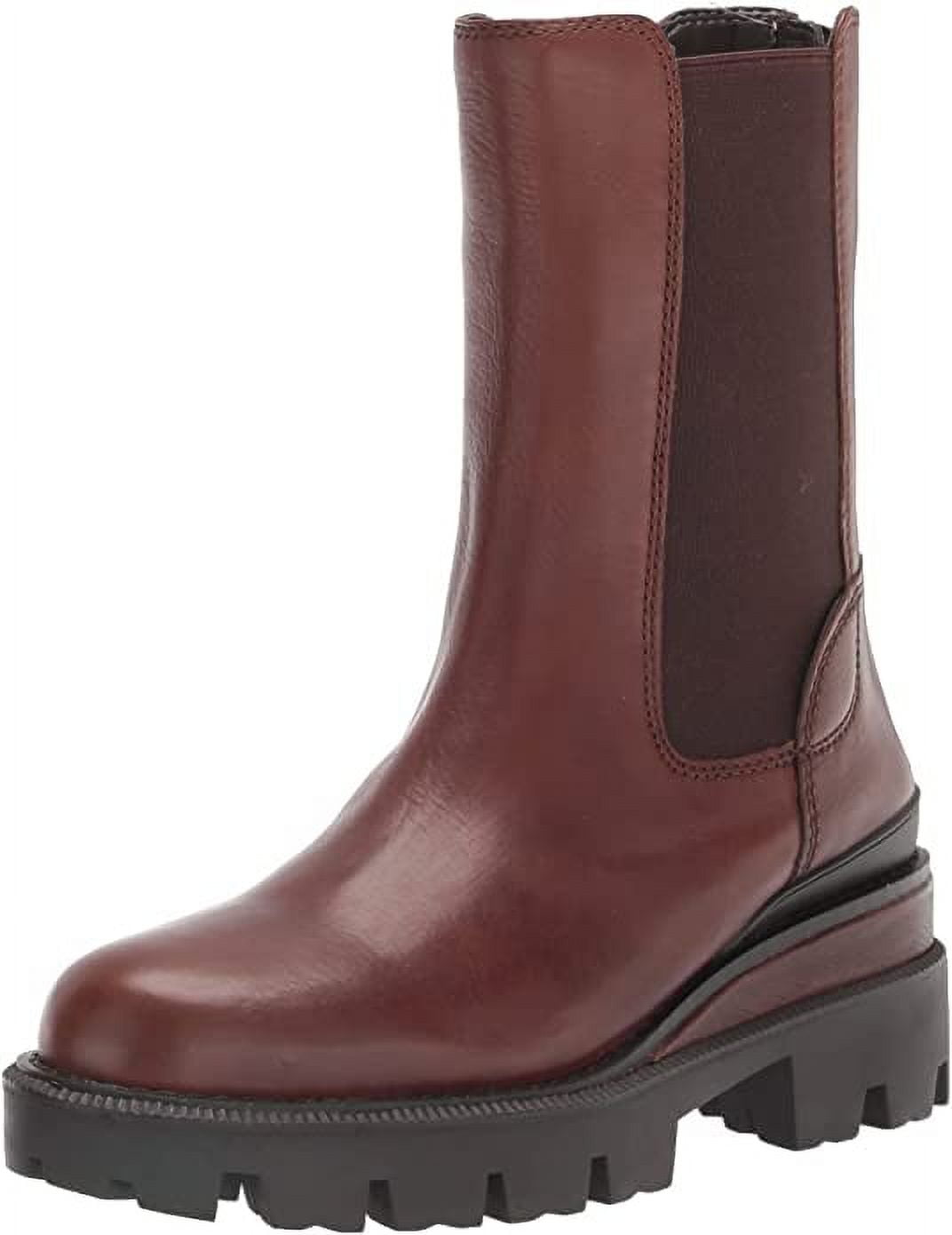 Sam Edelman Genia Dark Brown Rounded Toe Pull On Lug Sole Chelsea Ankle ...