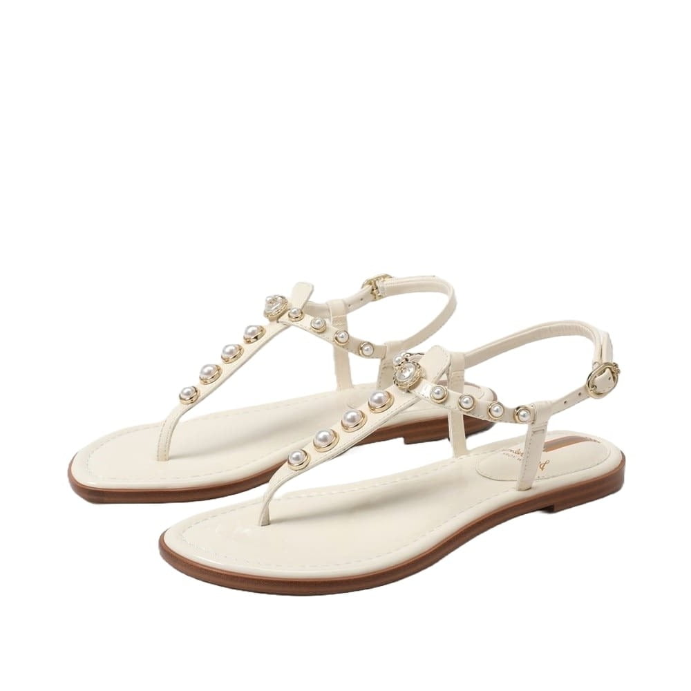 Sam Edelman Women's Gigi Thong Sandal Pearl Porcelain Patent 8M ...