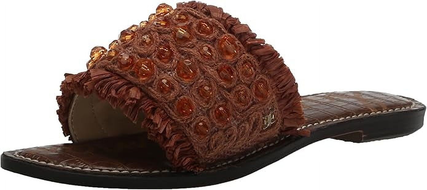 Sam Edelman Gladys Cuoio Raffia Open Toe Slip On Flat Slides Fashion ...