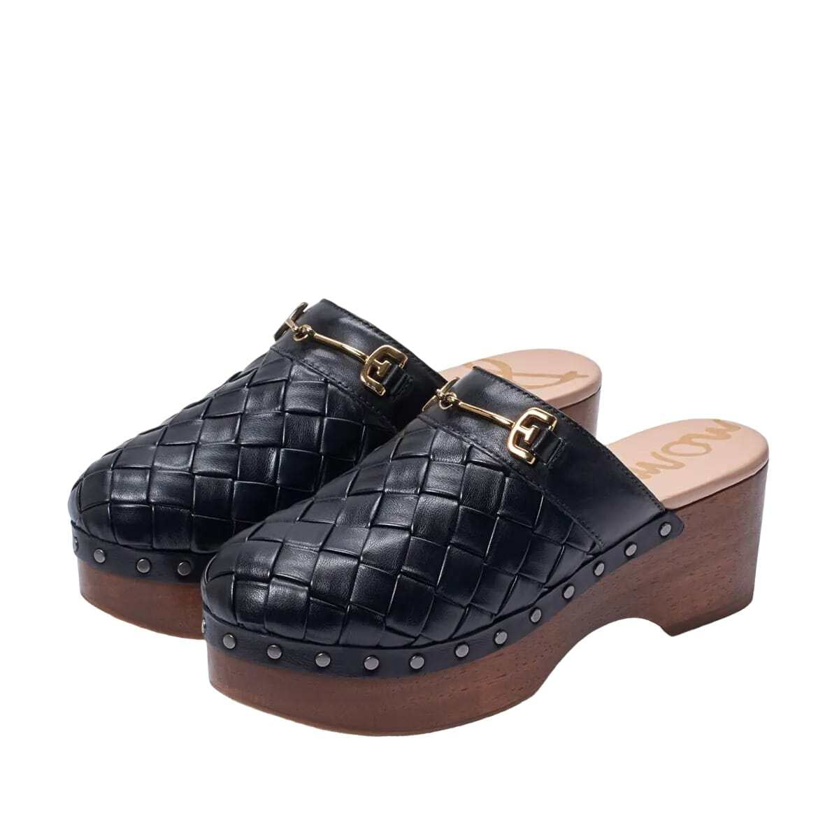 Sam Edelman Hallee Black Leather Rounded Closed Toe Woven Slip On ...