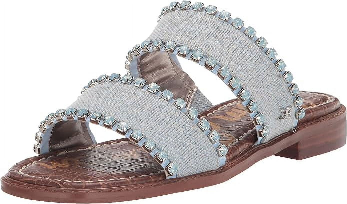 Sam Edelman Hopie Riviera Blue Slip On Squared Open Toe Double Straps ...