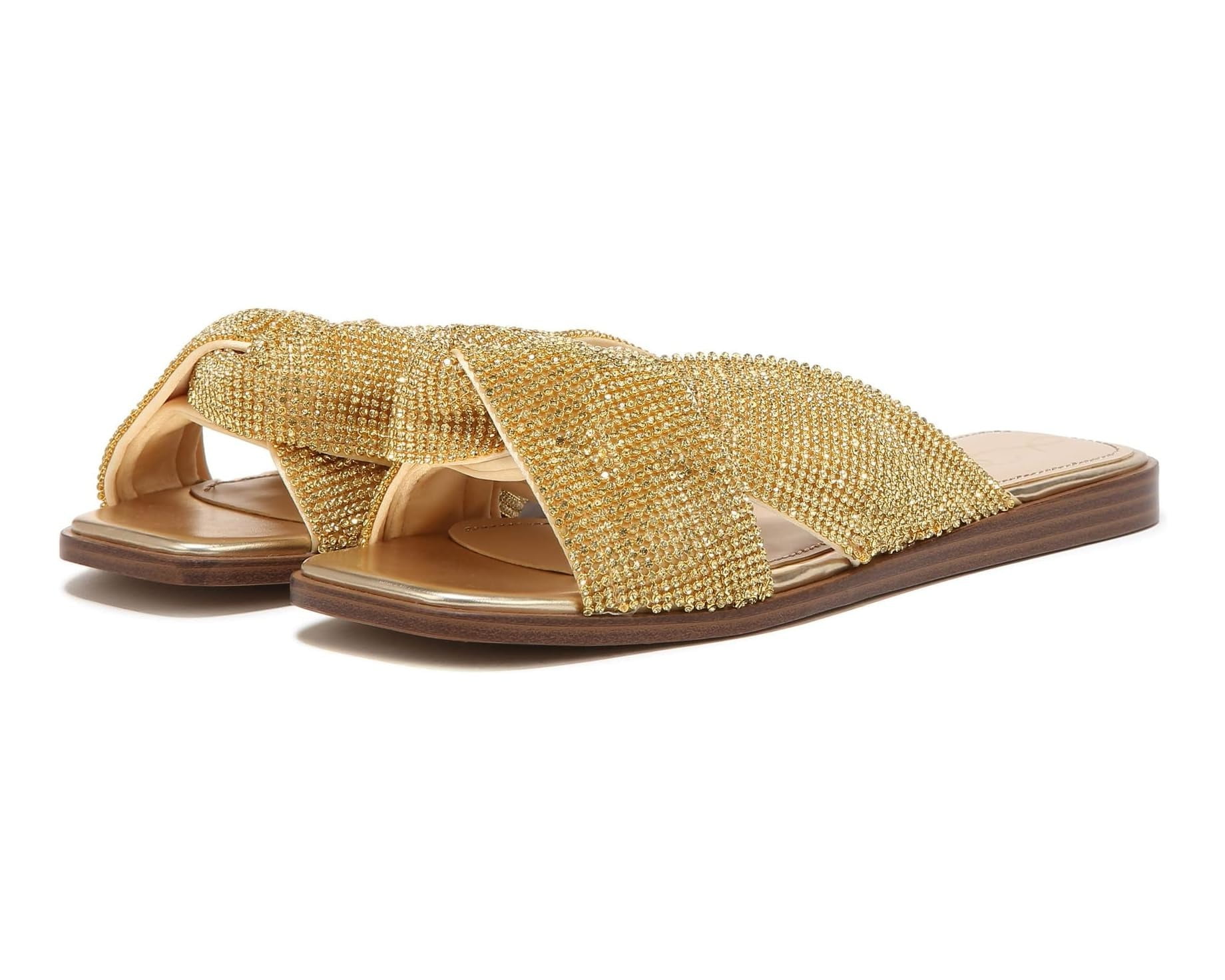 Sam Edelman Issie Gold Embellished Knotted Slip On Open Toe Slide ...
