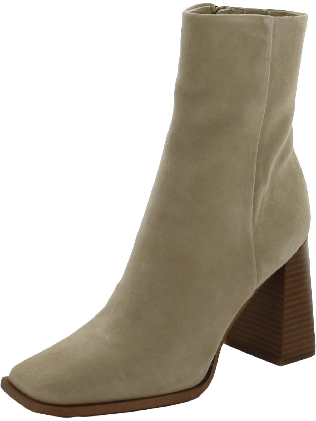 Sam Edelman Ivette Sesame Suede Side Zipper Square Toe Block Heel Ankle ...