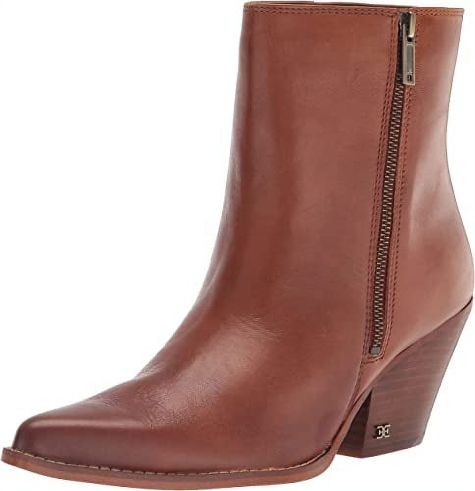 Sam Edelman Jane Warm Copper Pointed Toe Stacked Block Heel Western ...