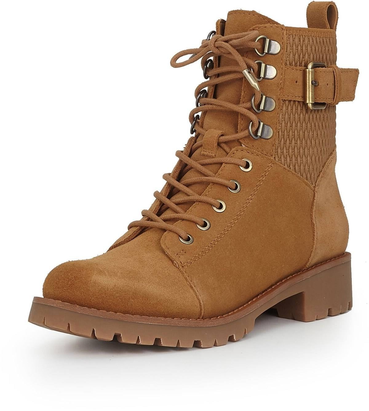 Sam Edelman Jansen Camel Hiker Suede Lace Up Round Toe Combat Ankle ...