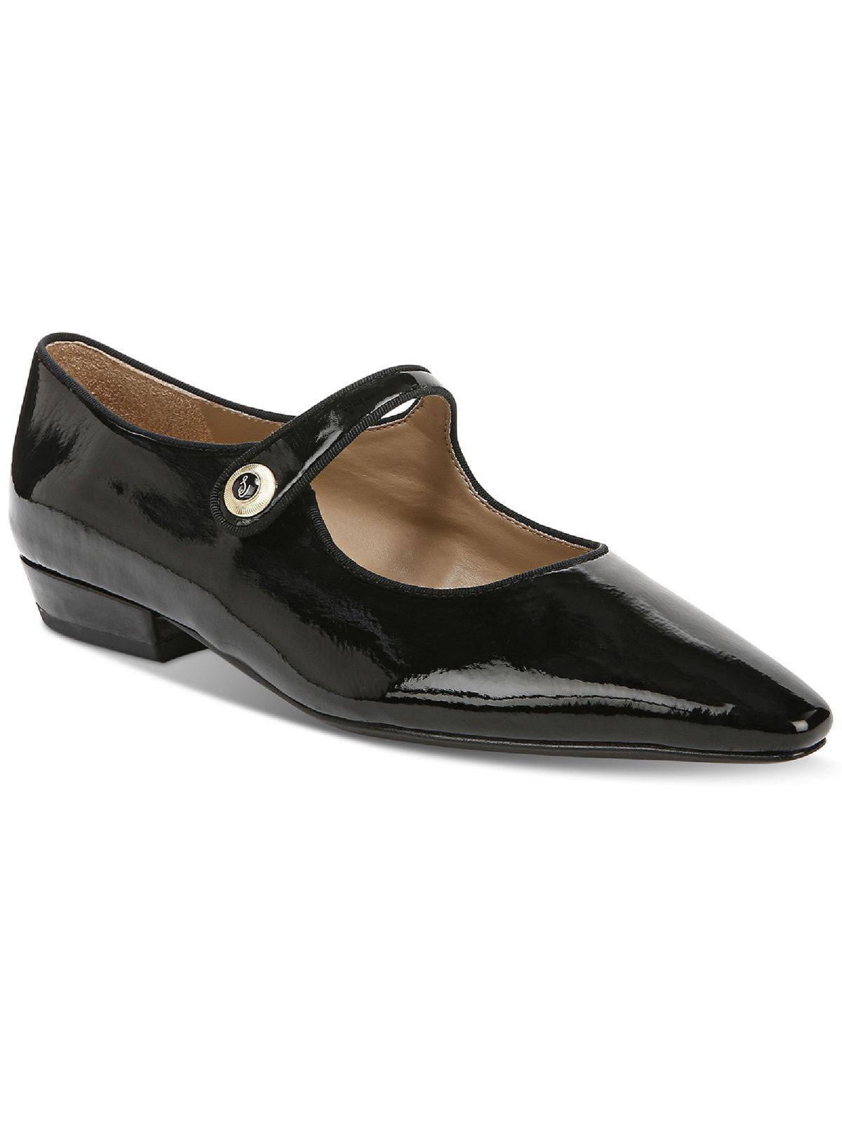 Sam Edelman Jene Mary Jane Black Button Vamp Strap Pointed Toe Low Heel Flats Black 65