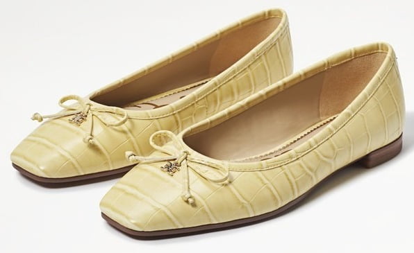 Sam Edelman Jillie Bow Canary Yellow Leather Ballet Flats Slip On Dress ...