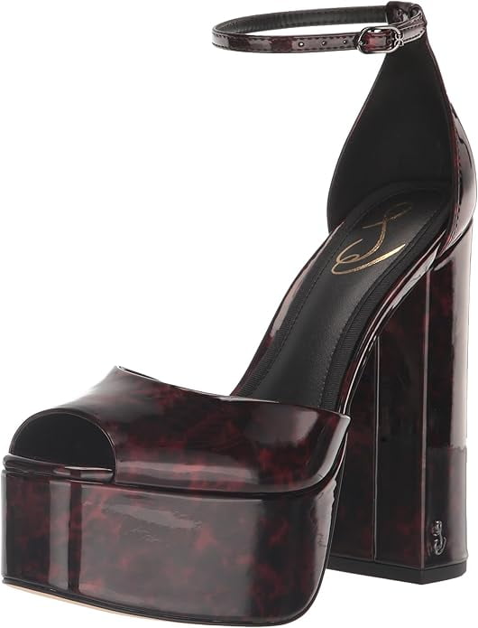 Sam Edelman Kori Coffee Multi Ankle Strap Peep Toe Fashion Block Heeled ...