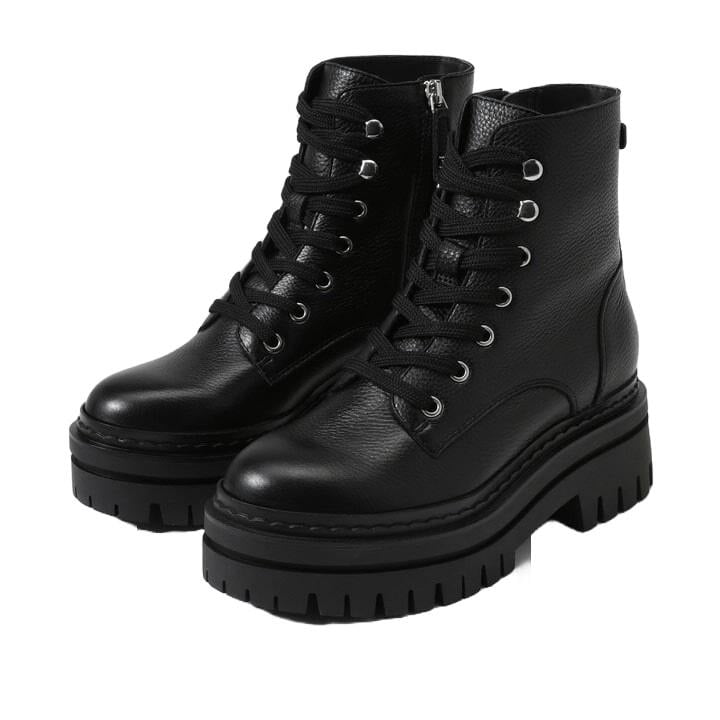 Sam Edelman Kyler Black Leather Lace Up Rounded Toe Chunky Sole Ankle ...
