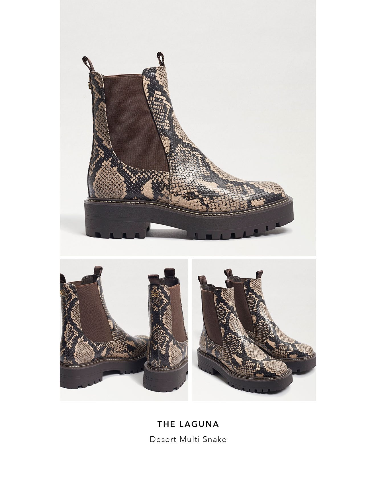 Sam Edelman Laguna Desert Multi Snake Leather Chelsea Ankle Moto ...