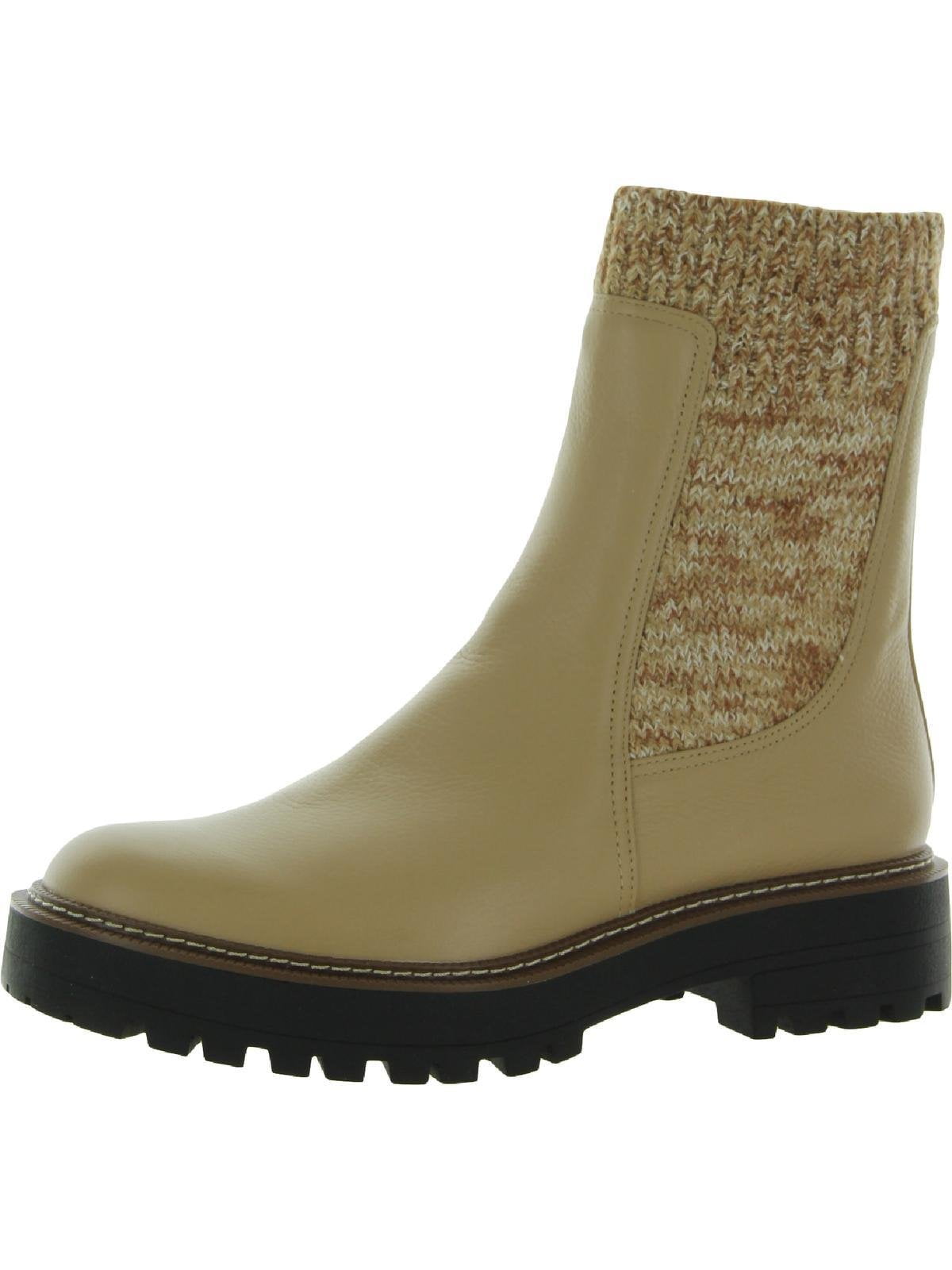 Sam Edelman Laguna Knit Cashew Round Toe Lug Sole Leather Chelsea Ankle ...