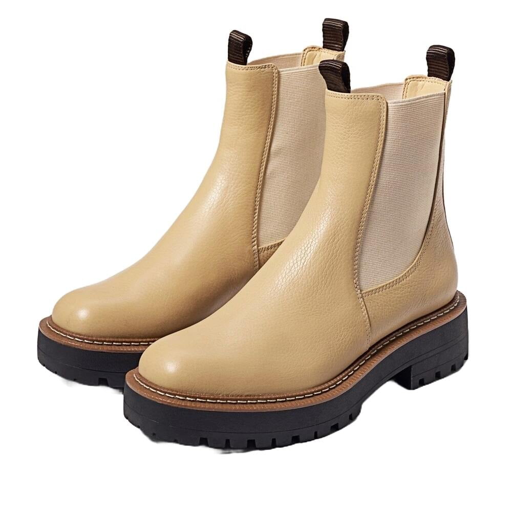 Sam Edelman Laguna Sesame Leather Chelsea Moto Round Toe Pull On Ankle ...