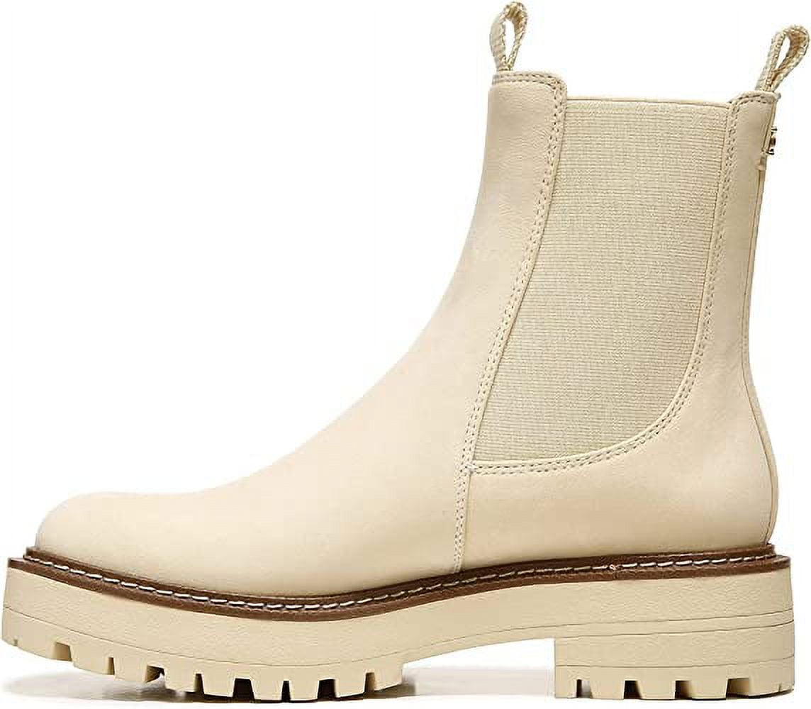 Sam Edelman Laguna White Leather Chelsea Moto Rounded Toe Pull On Ankle ...