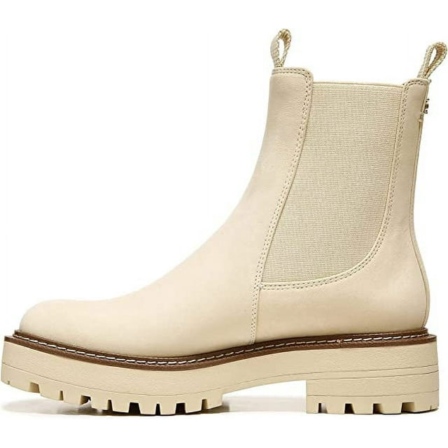 Sam Edelman Laguna White Leather Chelsea Moto Rounded Toe Pull On Ankle ...